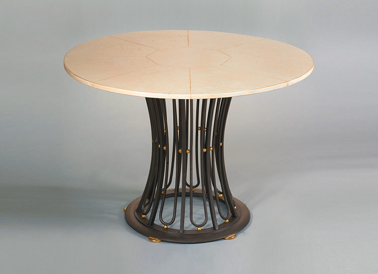 GILBERT POILLERAT STYLE DINING TABLE LACQUER TOP - VOSGES INC